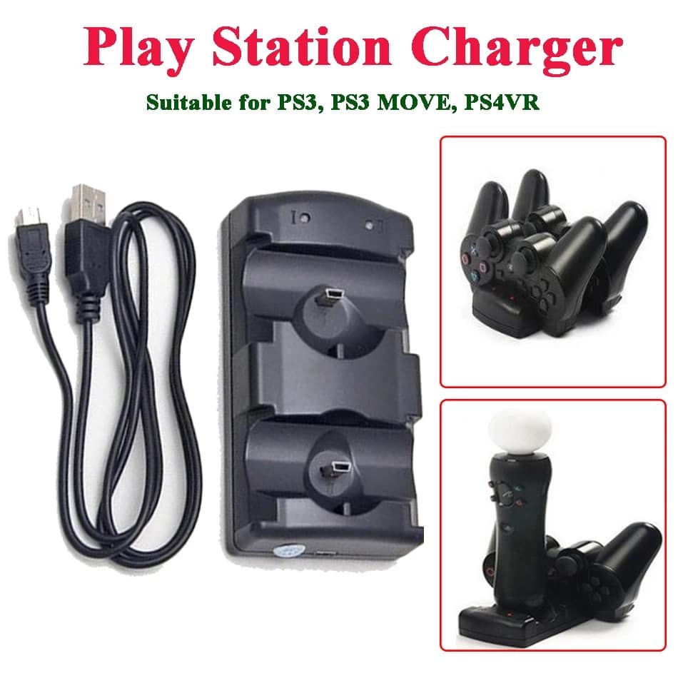 2-in-1 Charging Dock for PS3, PS4 VR – Dual Controller.